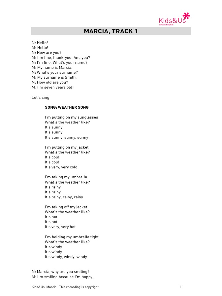 Script Marcia Track 1234 | PDF