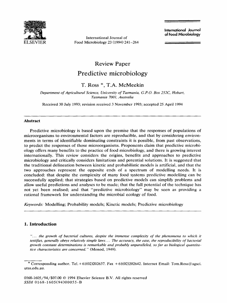 Predictive Microbiology T Ross and TA McMeekin | PDF | Activation ...