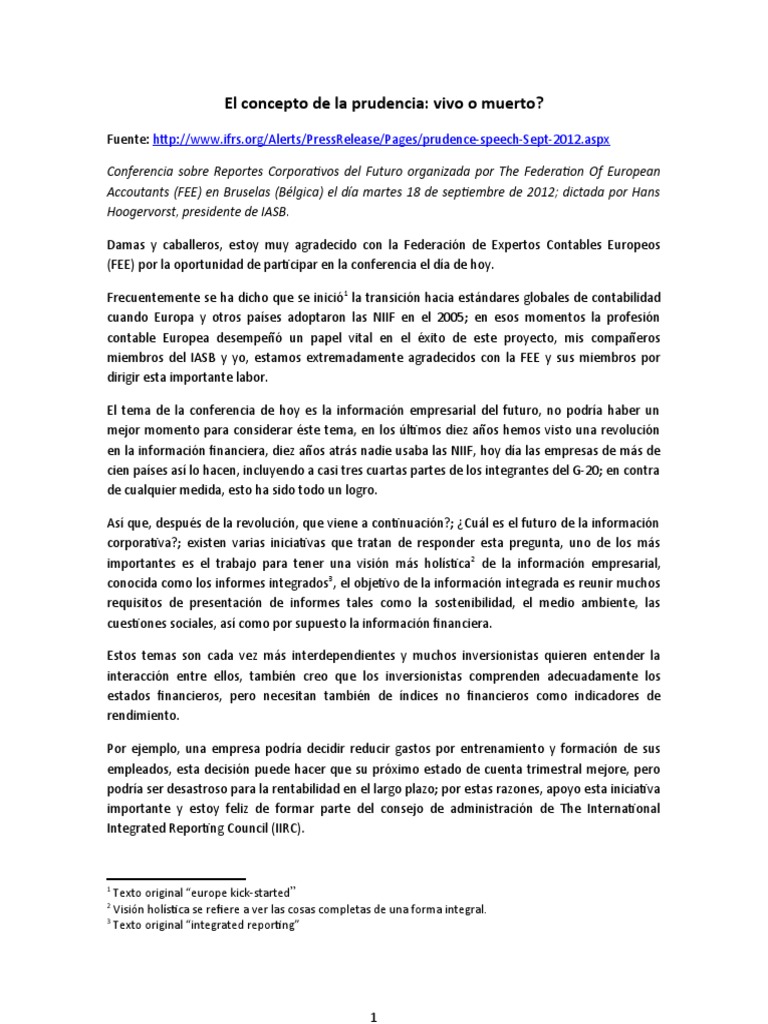 El Concepto de Prudencia IASB Sep 2012 | PDF | normas internacionales ...