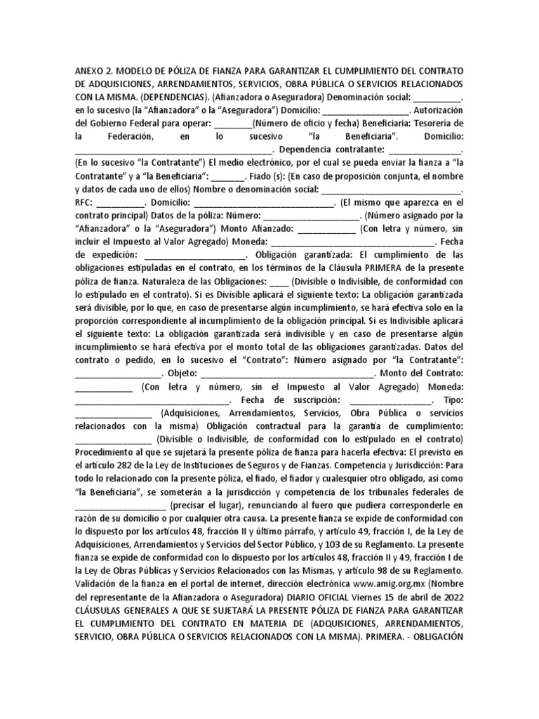 Modelo de Fianza | PDF