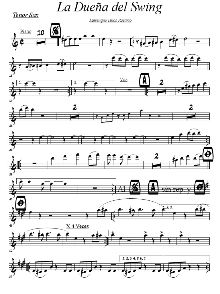 La Dueña Del Swing Score - Tenor Sax | PDF