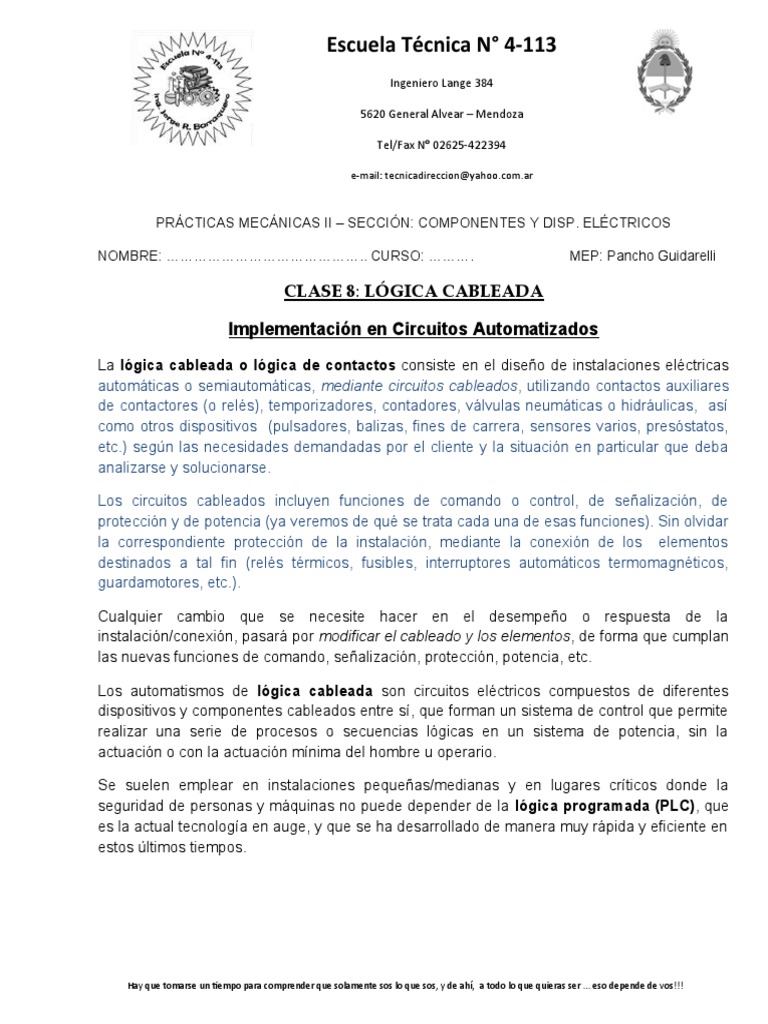 Clase 8 - Lógica Cableada - Implementación en Circuitos Automatizados ...