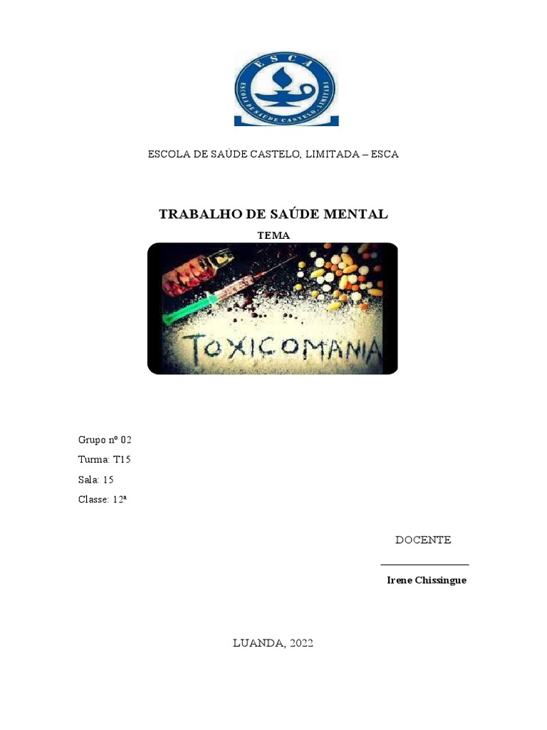 TOXICOMANIA | PDF | Alcoolismo | Drogas