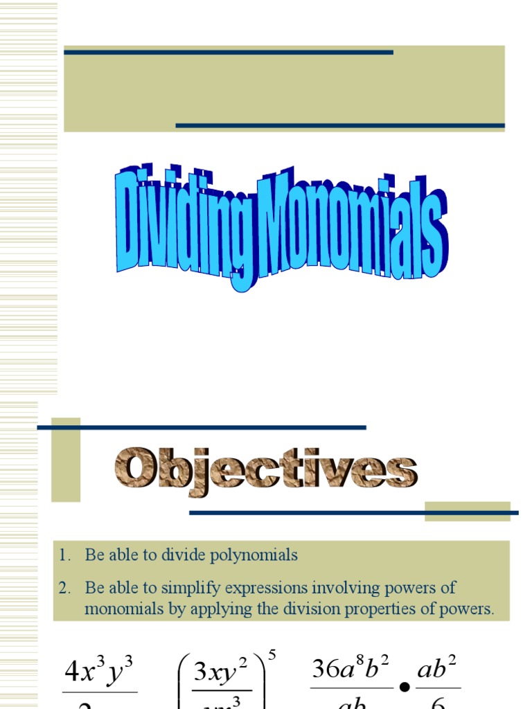 Dividing Monomials | PDF