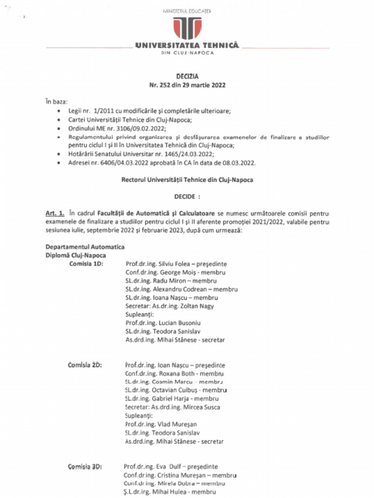 AC - Comisii Finalizare Studii 2022-2023 | PDF