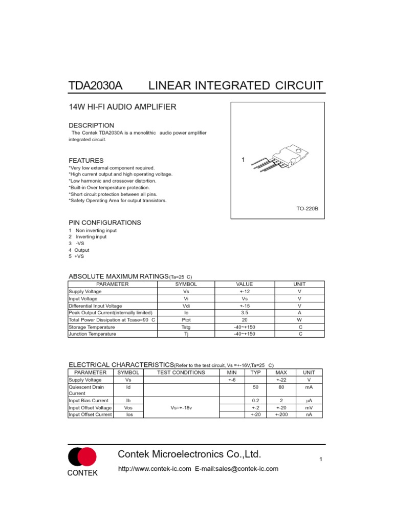 TDA2030A Audio Amplifier Overview | PDF | Amplifier | Loudspeaker