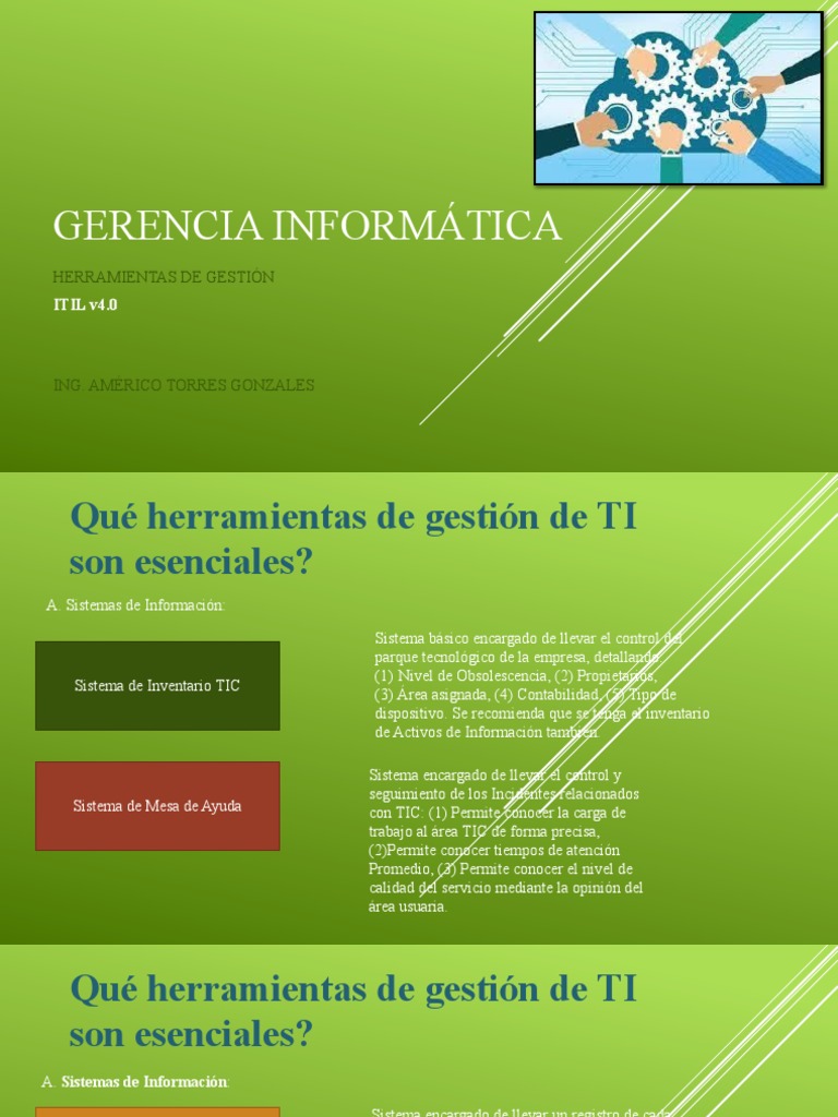 Gestión TI: Herramientas Esenciales | PDF | Itil | Indicador de rendimiento