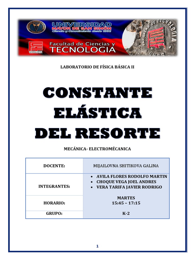 Informe #2 Constante Elastica Del Resorte (2) .... | PDF
