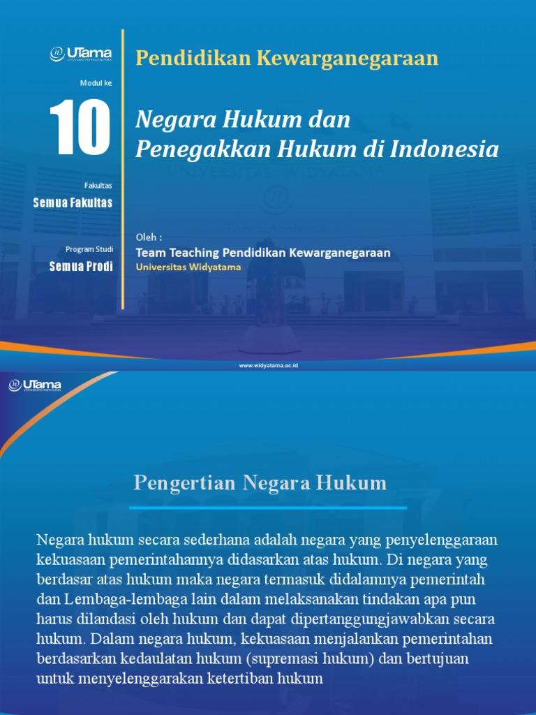 Modul 10 - NEGARA HUKUM DAN PENEGAKKAN HUKUM DI INDONESIA | PDF | Politik