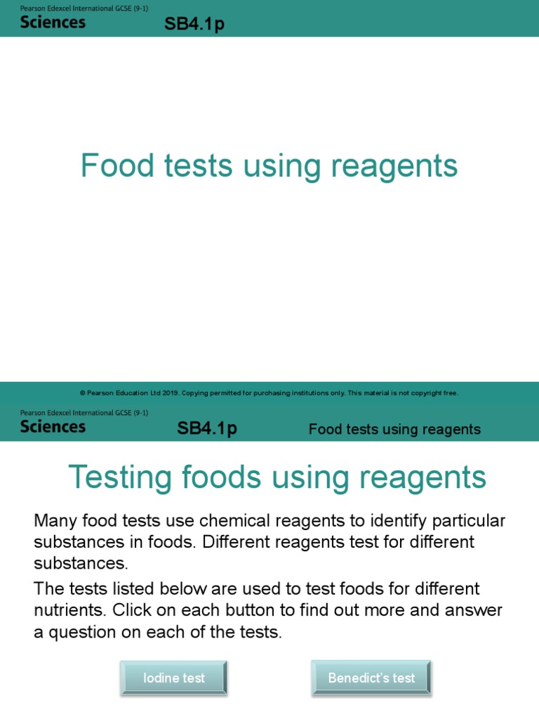 SB4.1p Food Tests Using Reagents | PDF