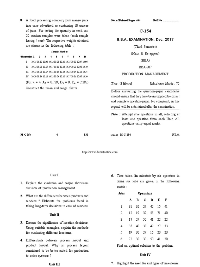 Bba-3-Sem Question Paper | PDF | Inventory | Applied Mathematics