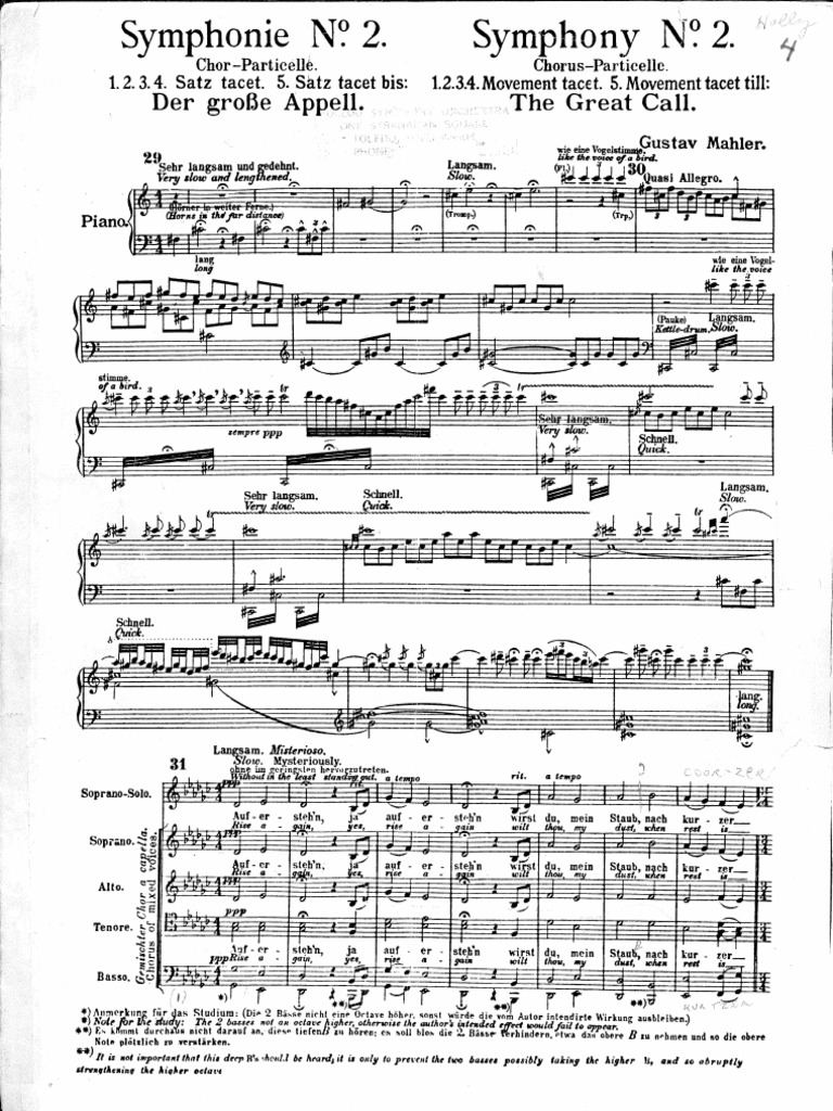 Mahler Symphony No. 2 Choir Part | PDF
