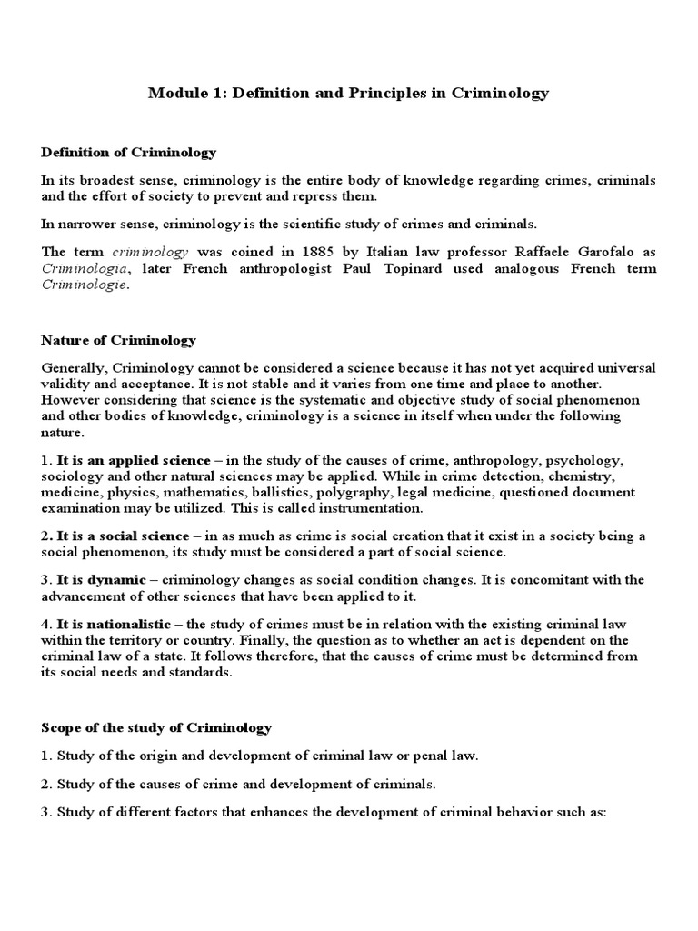 Overview of Criminology Principles | PDF