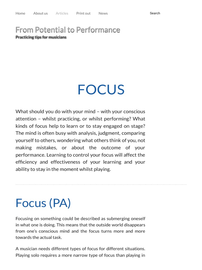 Focus - Practicing Tips for Musicians | PDF | Attention | Senses