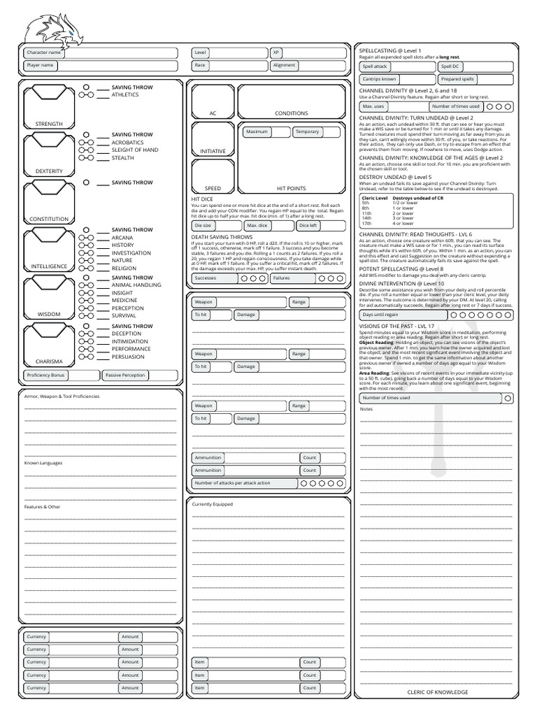 Cleric - Knowledge Domain - v5.0 | PDF