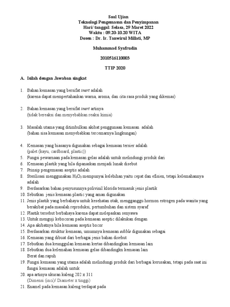 Soal Ujian TPP | PDF