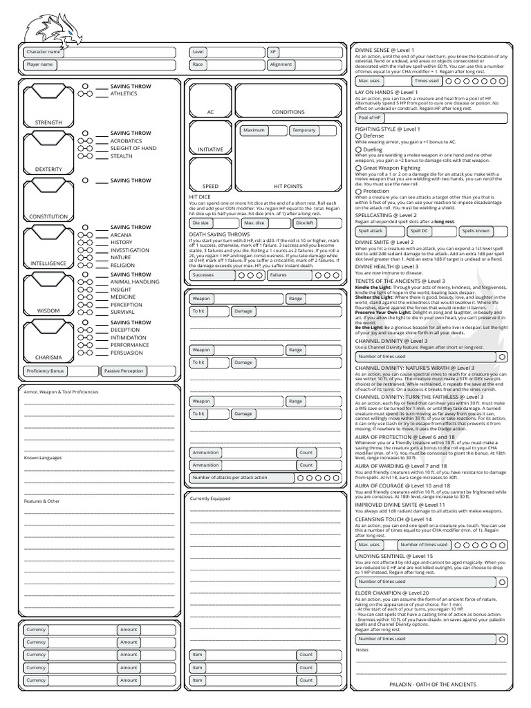 Paladin - Oath of The Ancients - V5.0 | PDF | Role Playing Games | Gaming