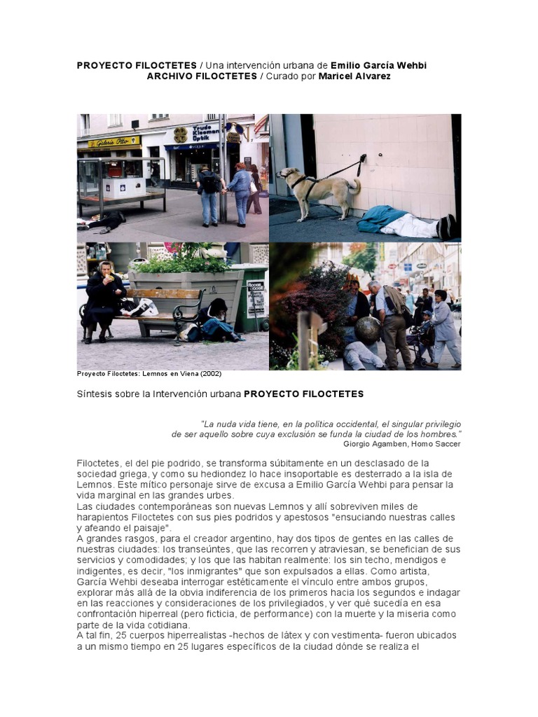 Archivo Filoctetes - ProyectoFiloctetes - Dossier | PDF | Las artes