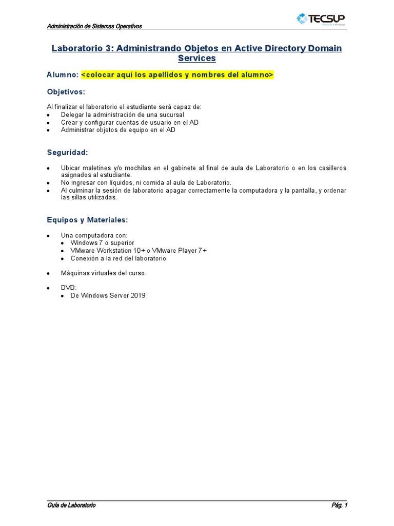 Lab03 Administrando Objetos en Active Directory Domain Services (1.1) | PDF | Dirección IP ...