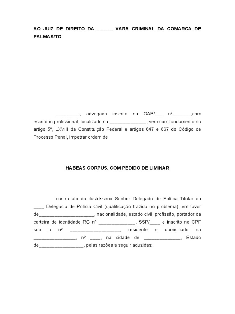 Modelo de Habeas Corpus Oab | PDF