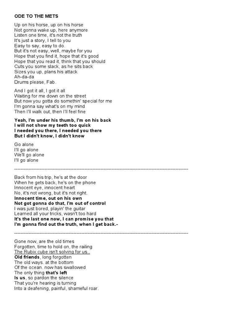 Ode To The Mets | PDF