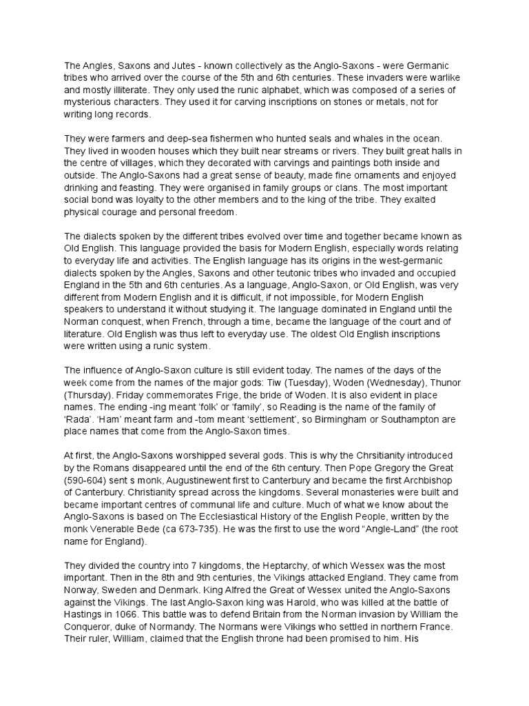 The Origins and Development of Anglo-Saxon Culture in England: From ...