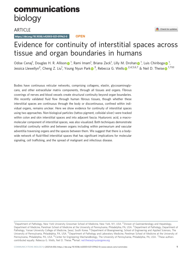 Evidence For Continuity of Interstitial Spaces Across Tissue and Organ ...