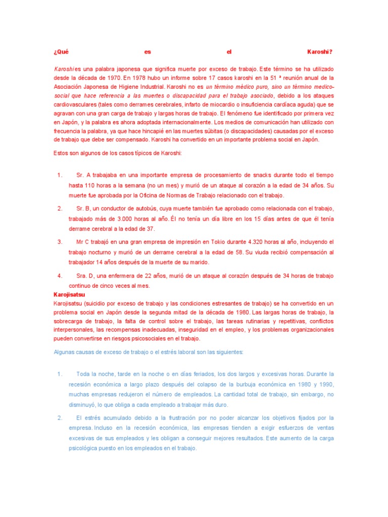 Qué Es El Karoshi | PDF