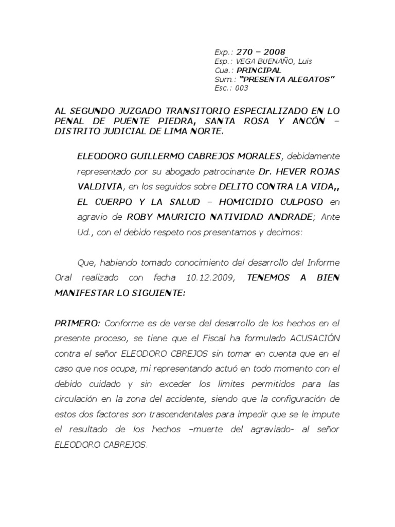 Presenta Alegatos CABREJOS - Ruby | Descargar gratis PDF | Daños y perjuicios | Reaseguro