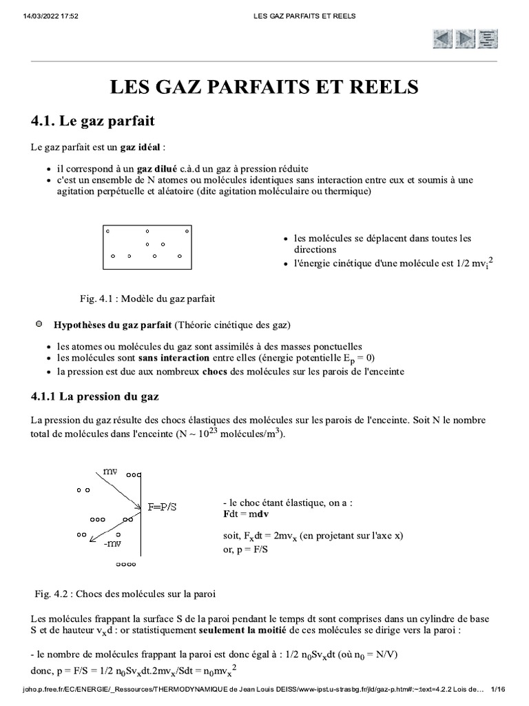 Les Gaz Parfaits Et Reels | PDF