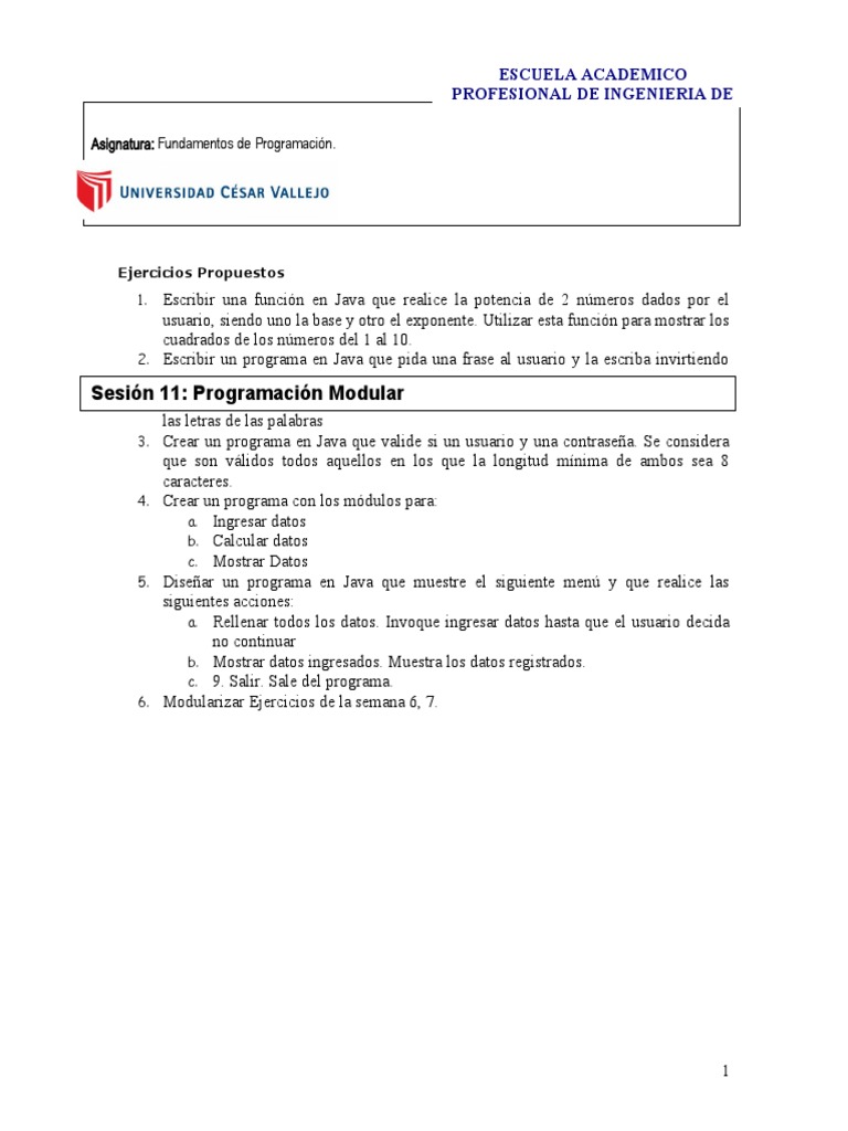 Ejercicios de Programación en Java | PDF