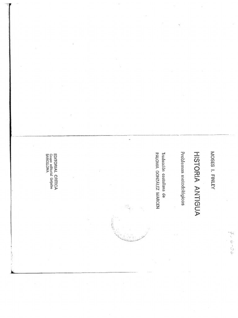 Moses I Finley Historia Antigua Problemas Metodologicos | PDF