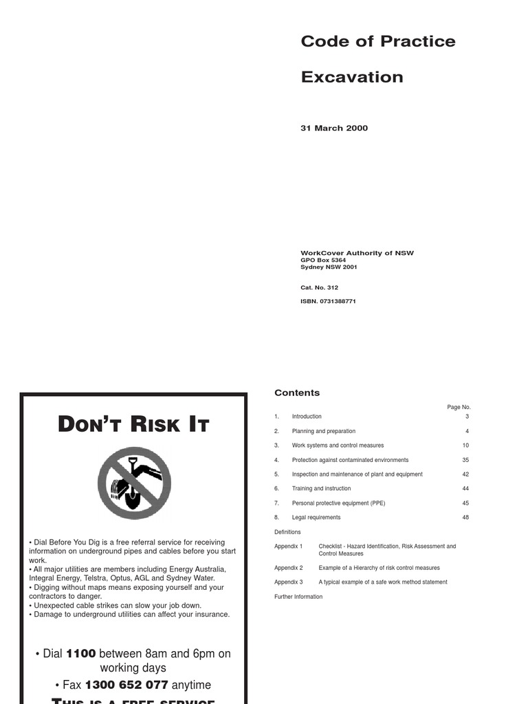 Excavation Safety Code of Practice | PDF | Personal Protective ...
