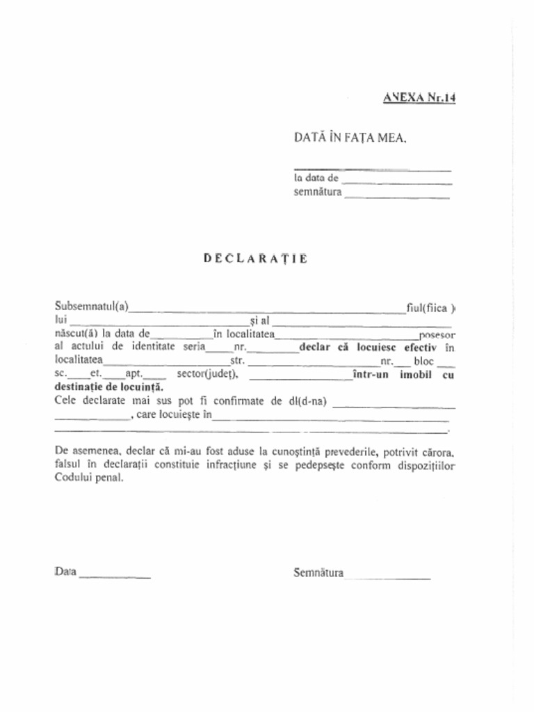 Anexa 14-Declaratie Solicitant | PDF