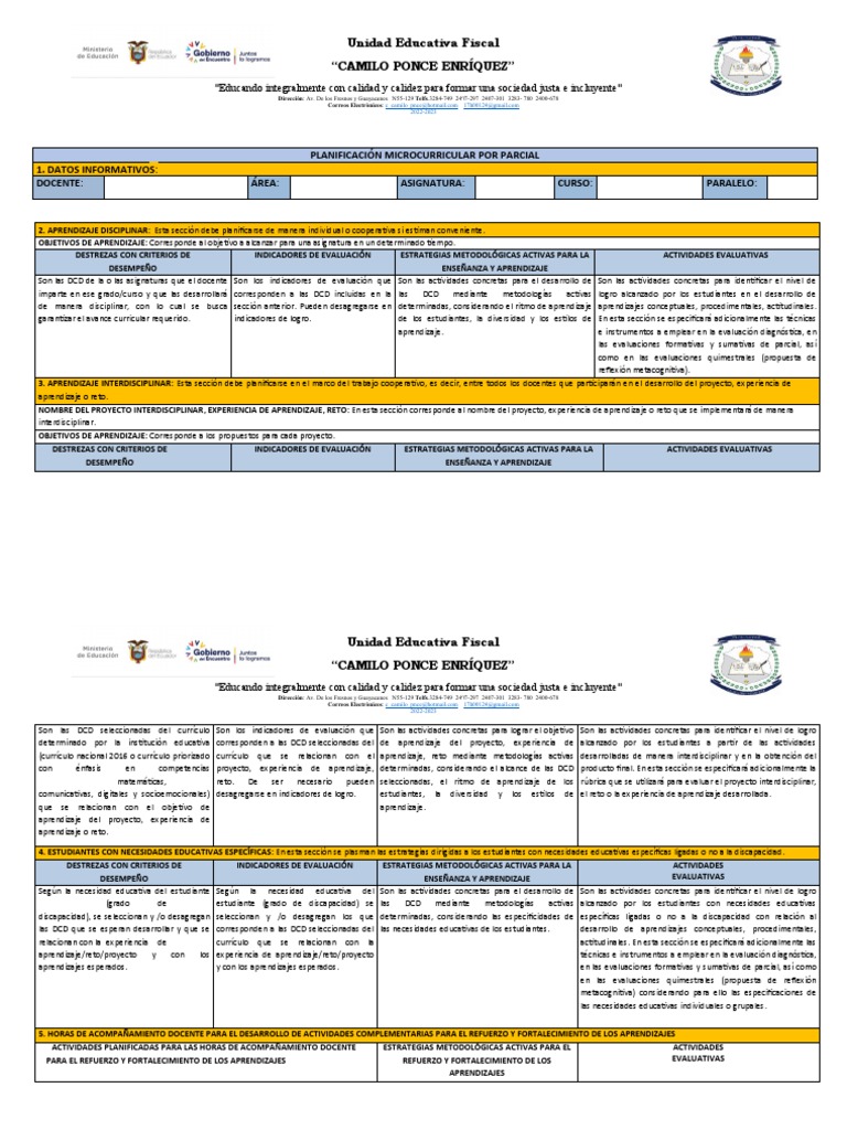Formato de Planificación Microcurricular 2022-2023 | PDF | Plan de ... Formato de Planificación Microcurricular 2022-2023 | PDF | Plan de ...