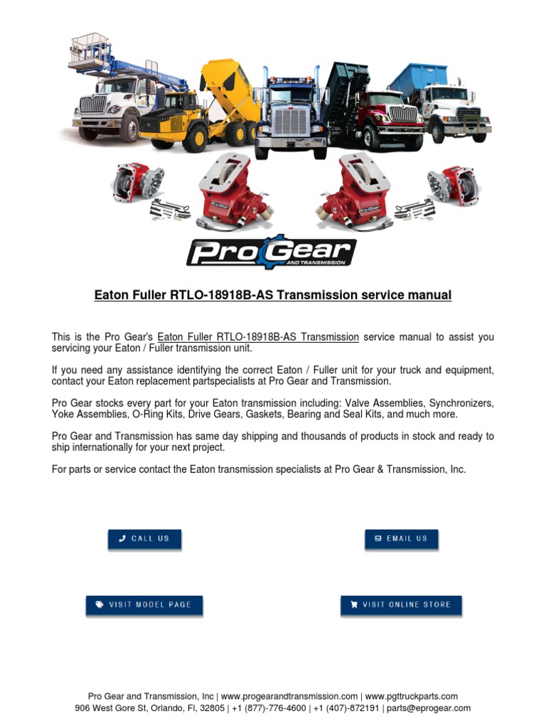 Eaton Fuller RTLO 18918B AS Transmission Service Manual | PDF