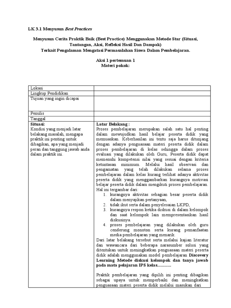 Praktik Baik Pembelajaran Metode STAR | PDF