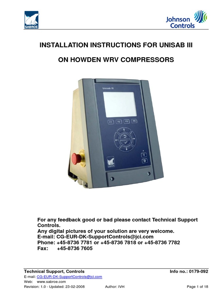 Installation Instructions for Installing a Unisab III Controller on ...