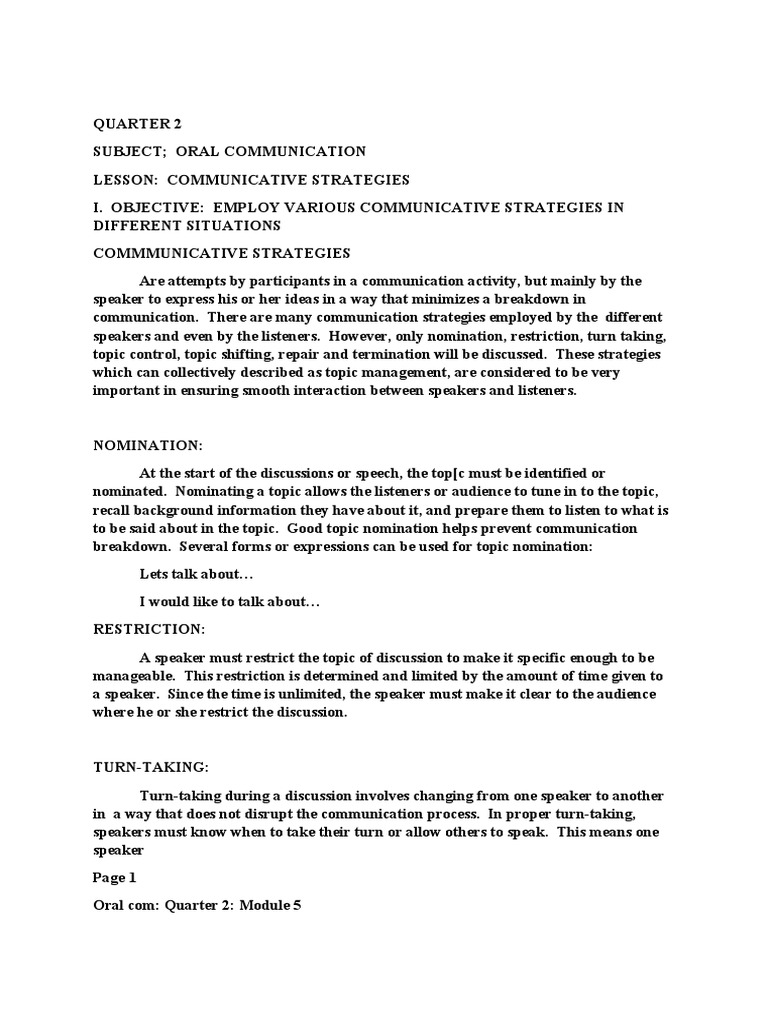 Oral Communication | PDF