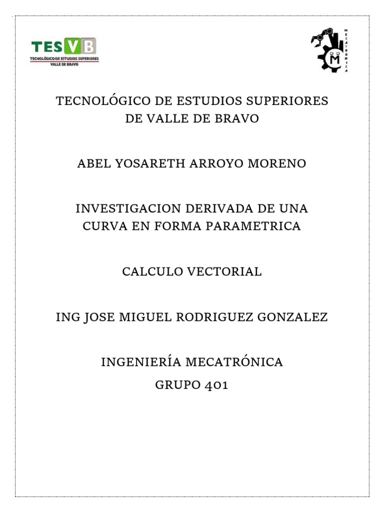 Investigacion Derivada de Una Curva en Forma Parametrica | PDF