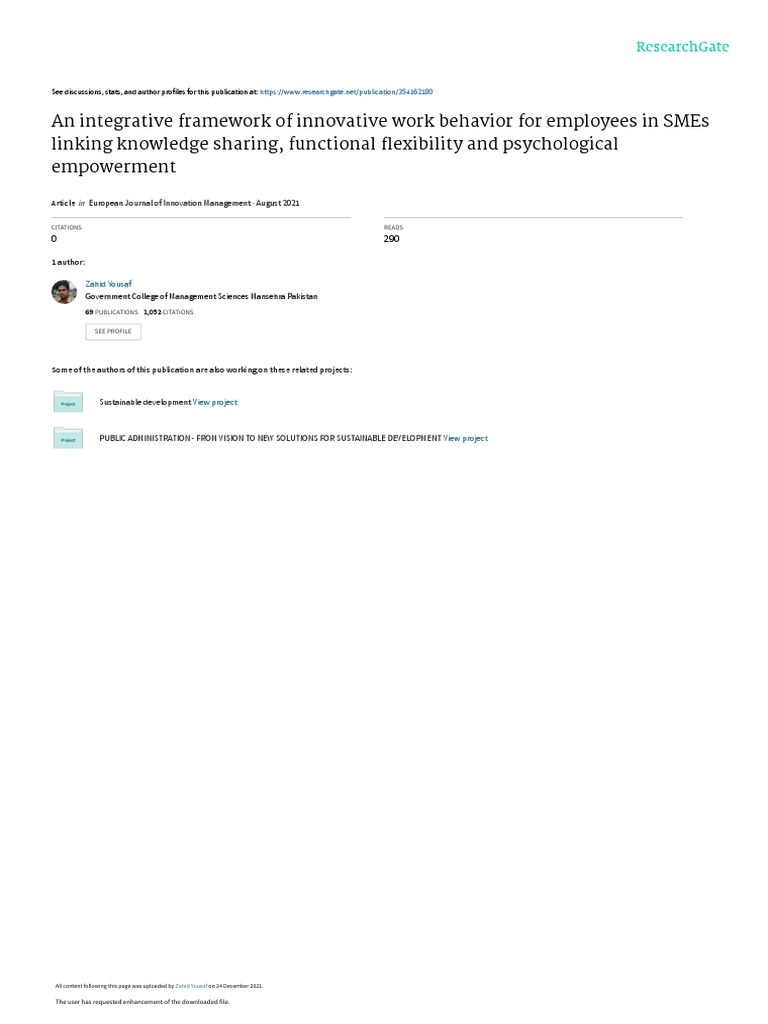 An Integrative Framework of IWB | PDF | Structural Equation Modeling | Hypothesis