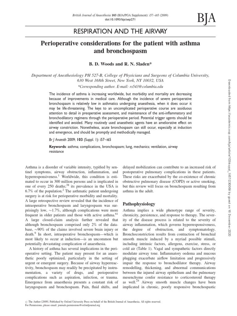 Anestesia en Enfermedades Respiratorias (Asma) | PDF