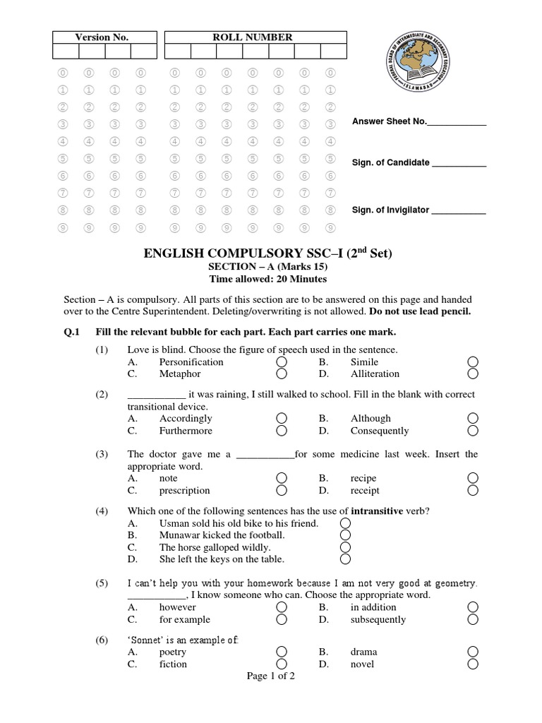 SSC-I English Set 2 | PDF | Drug Rehabilitation | English Language
