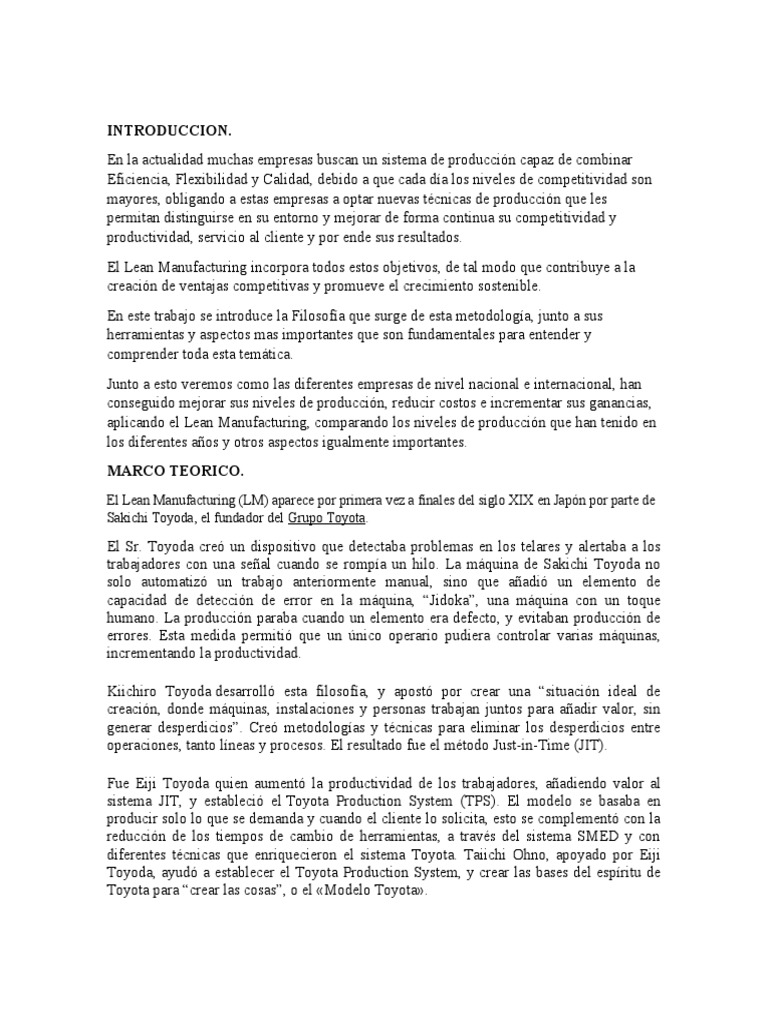 INTRODUCCION | PDF | Lean Manufacturing | Producción y fabricación