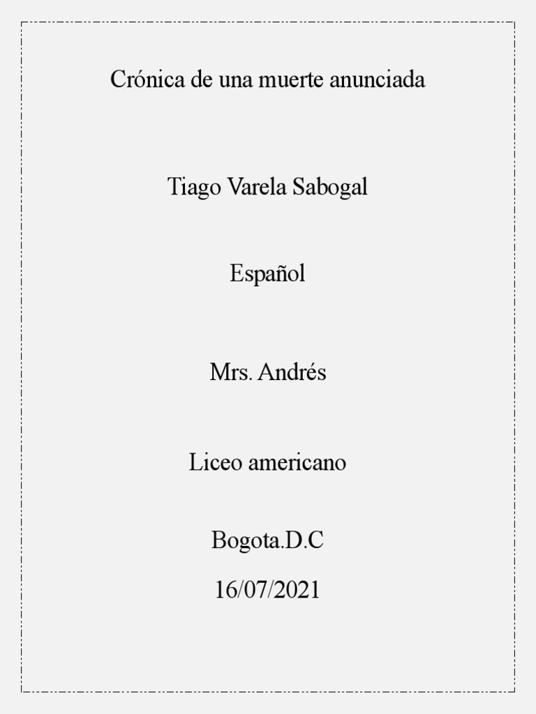 Crónica de Una Muerte Anunciada | PDF
