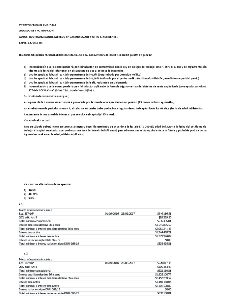 Galeno Informe Pericial Contable | PDF | Economias