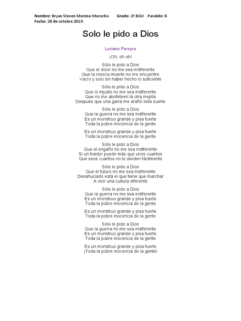Solo Le Pido A Dios | PDF