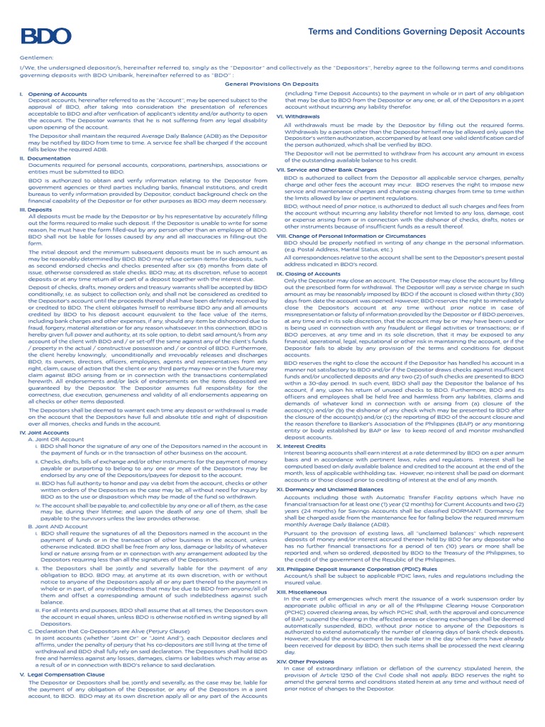 BBG Terms and Conditions | PDF | Deposit Account | Cheque