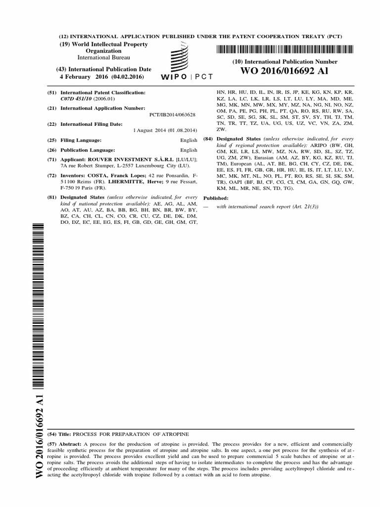 Efficient Atropine Synthesis Process | PDF | Science & Mathematics