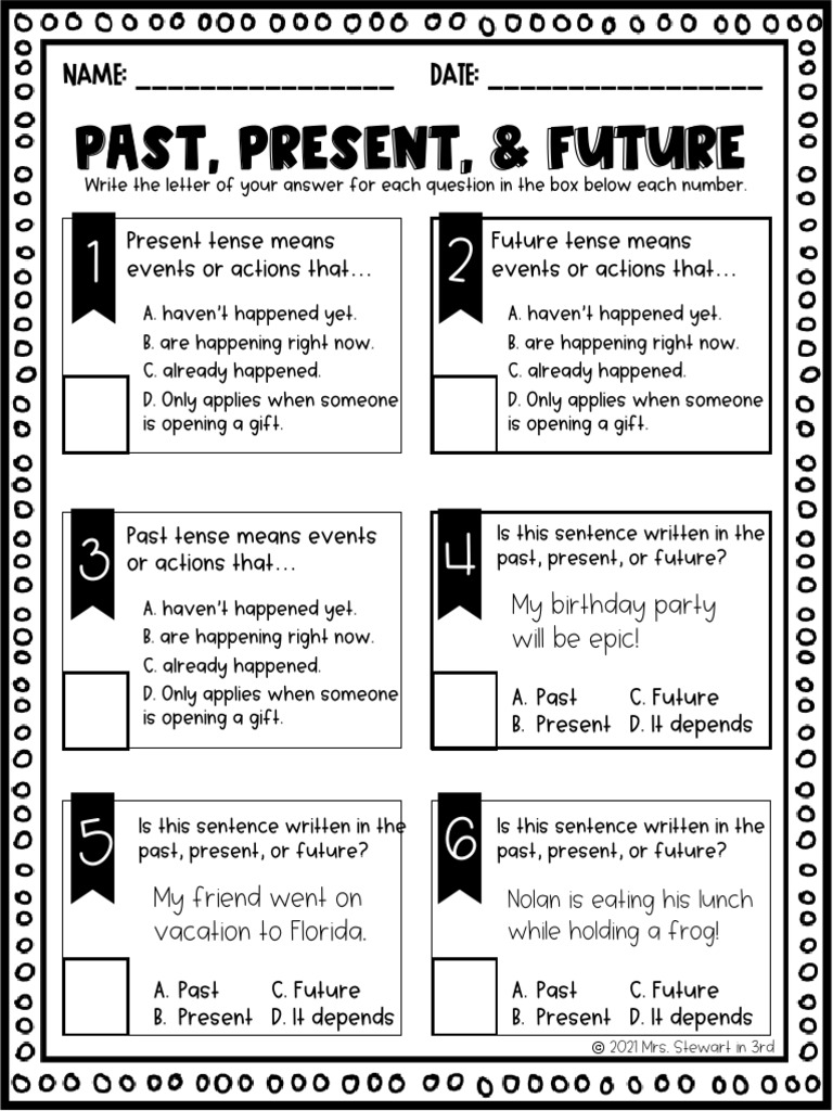 Z - Day 4 Past, Present, & Future Quiz Printable Version | PDF ...